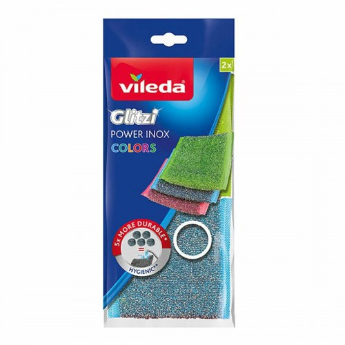 Vileda Glitzi Power Inox svamp - 2 stk i farver