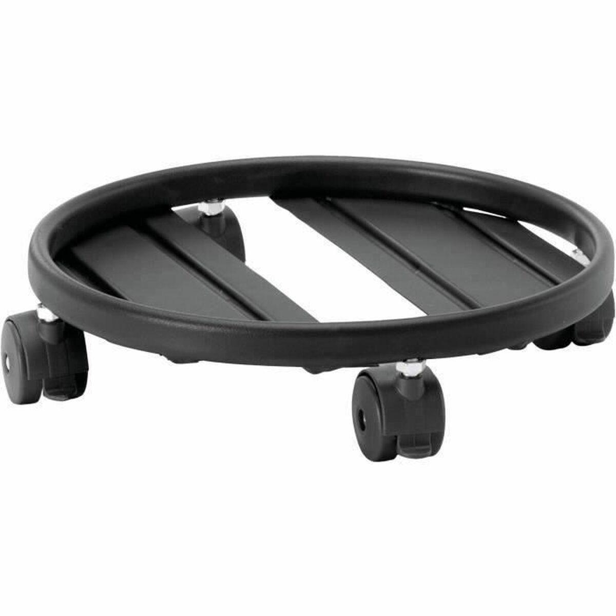 Plantevogn med hjul i sort metal Ø25 cm - Garden ID