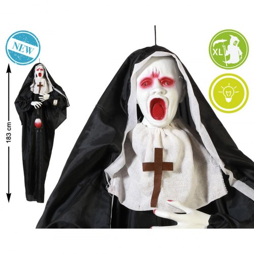 Halloween dekoration nonne 183 cm med lys - XL pynt