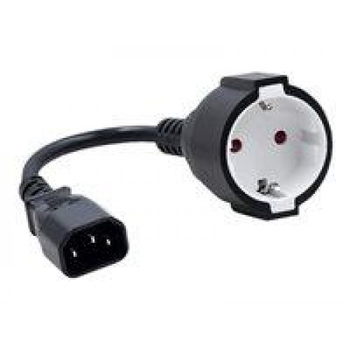 IEC C14 til Schuko F hun strømadapter 15 cm – Qoltec