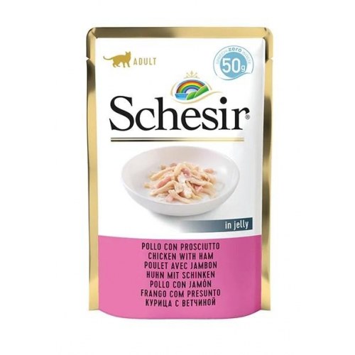 Schesir vådfoder i gelé – kylling med skinke 50 g