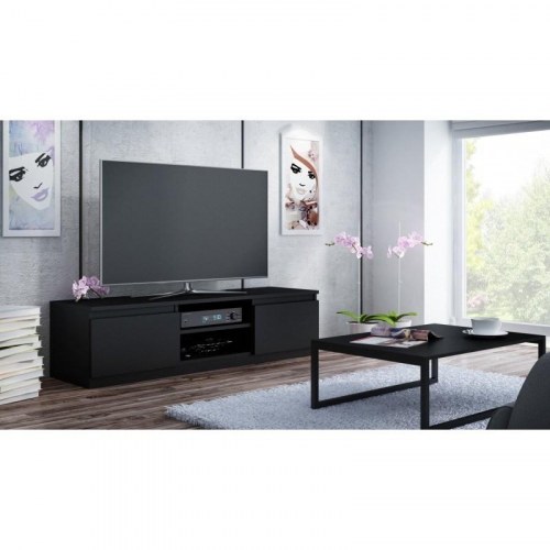TV-bord sort 140 cm med 2 hylder – Topeshop RTV140