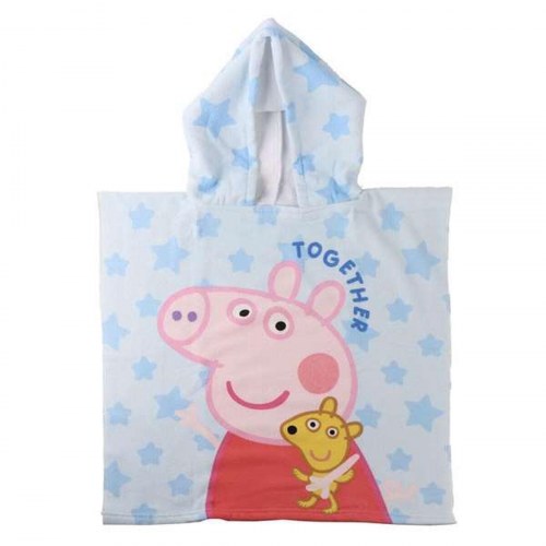 Peppa Pig poncho-håndklæde med hætte - 55×77 cm lyseblå