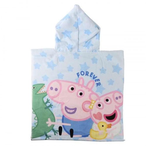 Peppa Pig poncho-håndklæde med hætte - 55×77 cm lyseblå