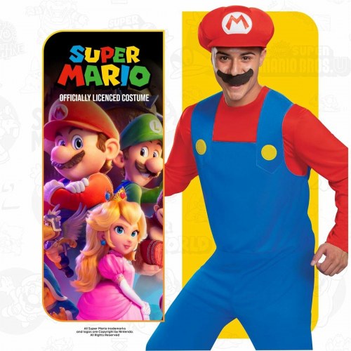 Super Mario kostume voksen L/XL - Lux 3 dele