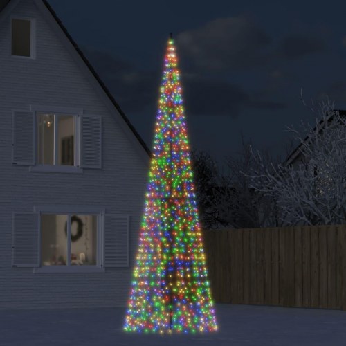LED-juletræ til flagstang 1534 LED'er 500 cm flerfarvet lys