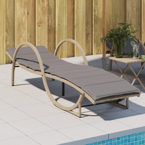 Liggestol med hynde 60x199x42 cm polyrattan beige