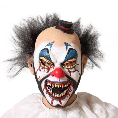 Halloween maske - sort mande-klovn i latex