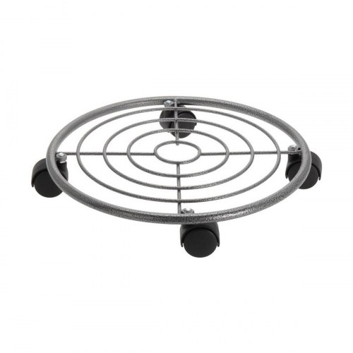 Plantevogn med hjul Ø35 cm - grå metal | Progarden