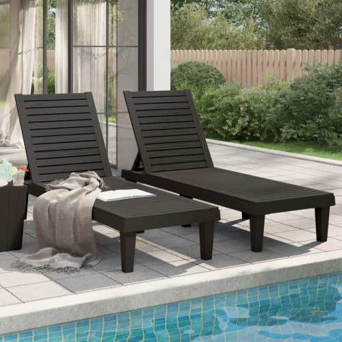 Liggestole 2 stk. 155x58x83 cm polypropylen sort