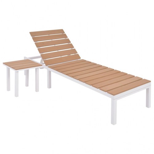 Liggestol med bord aluminium og WPC brun