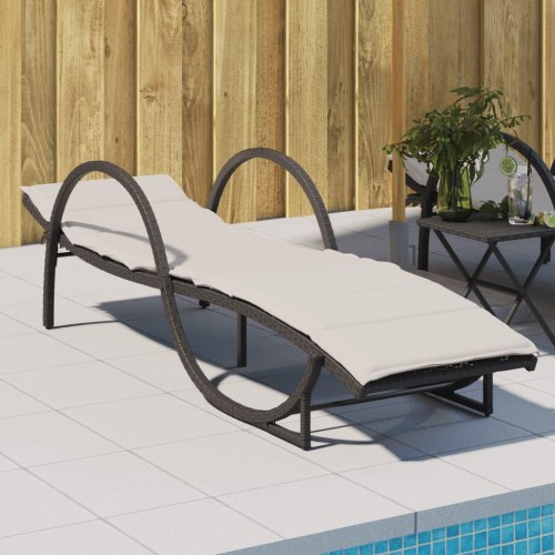 Liggestol med hynde 60x199x42 cm polyrattan sort