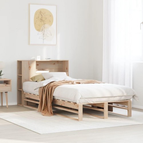Seng med reol uden madras 90x200 cm massivt træ