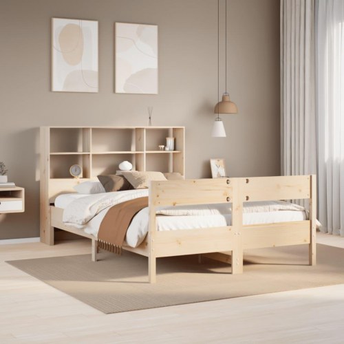 Seng med reol uden madras 140x190 cm massivt fyrretræ