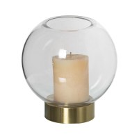 Vase/lyseholder i krystal 15×15 cm - gennemsigtig & gylden