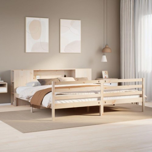 Seng med reol uden madras 180x200 cm massivt fyrretræ