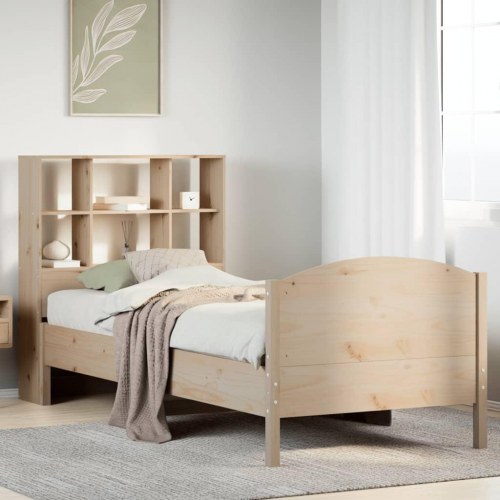 Seng med reol uden madras 75x190 cm massivt fyrretræ