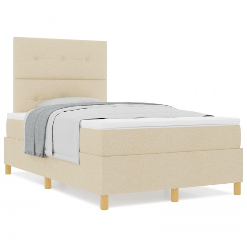 Box spring seng med hovedgærde Creme 120 x 200 cm Stof