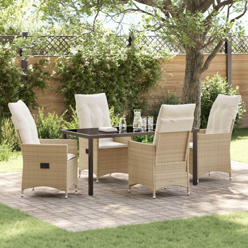 Have Spisebordssæt med pude 5 stk Beige Poly rattan