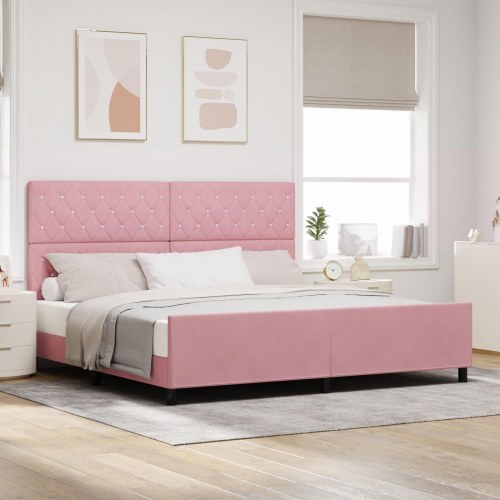 Pink Fløjl Seng Ramme 200x200 cm