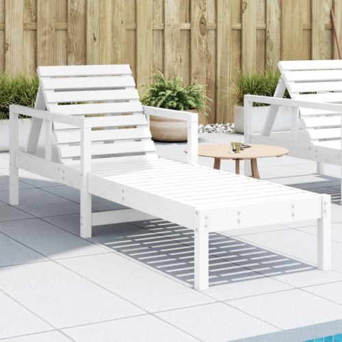 Liggestol 199,5x62x55 cm massivt fyrretræ hvid