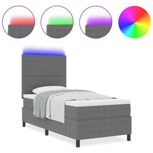 Box spring seng Lys Grå og Hvid 203 x 100 x 128 cm